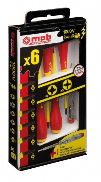 Jeu de 6 tournevis isolés 1000V PH PZ en coffret Mob Outillage - Outiland